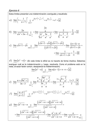 Solucion de ejercicios de limites 2 | PDF