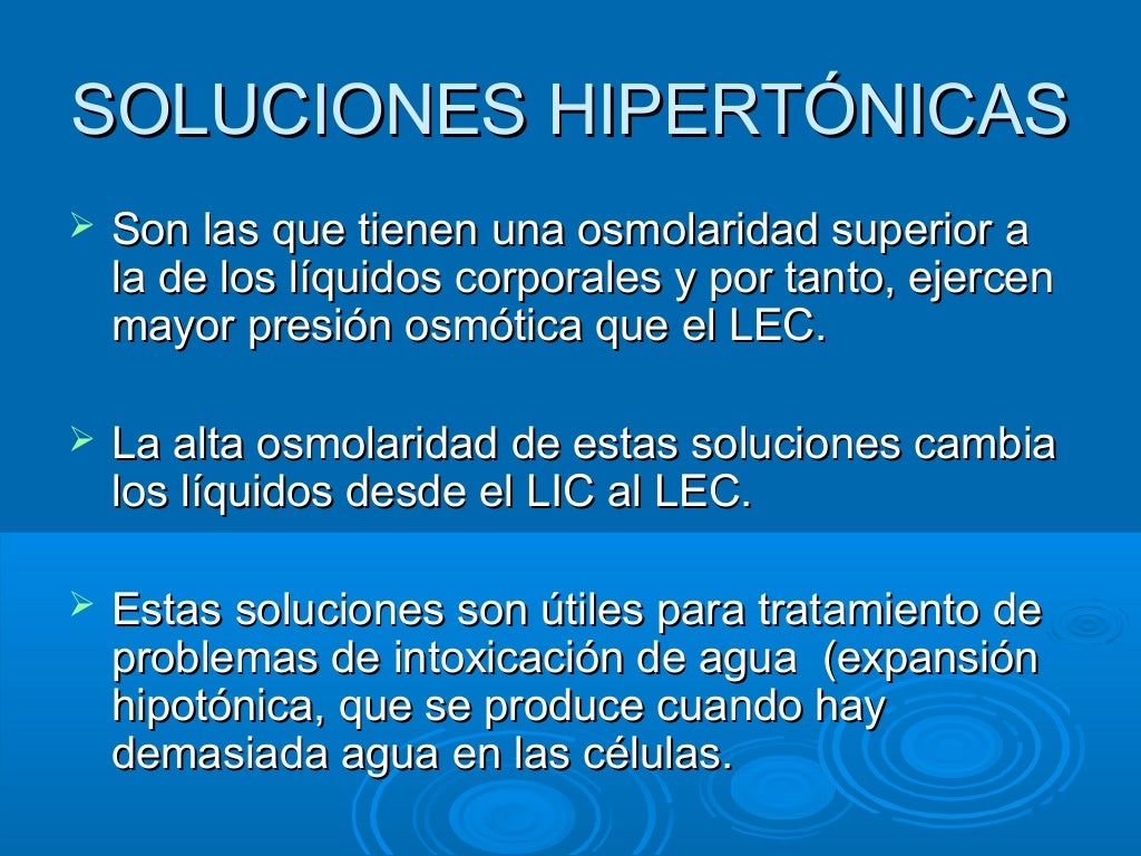 Soluciones hipotónicas, isotónicas e hipertónicas