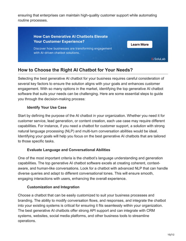 Top 10 Generative AI Chatbots in 2024.pdf | Free Download