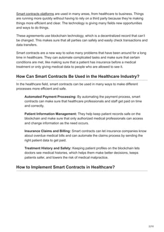 How Smart Contracts in Healthcare Enhance Trust & Efficiency | PDF
