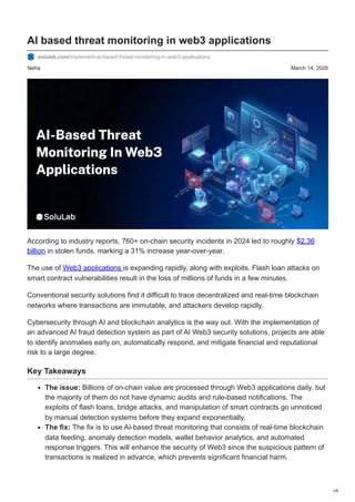 AI-Based Threat Monitoring for Enhanced Security in Web3 Applications | PDF