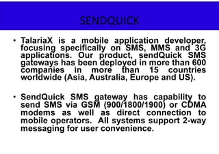 Solusi sms gateway SENDQUICK ENTERA | PPT