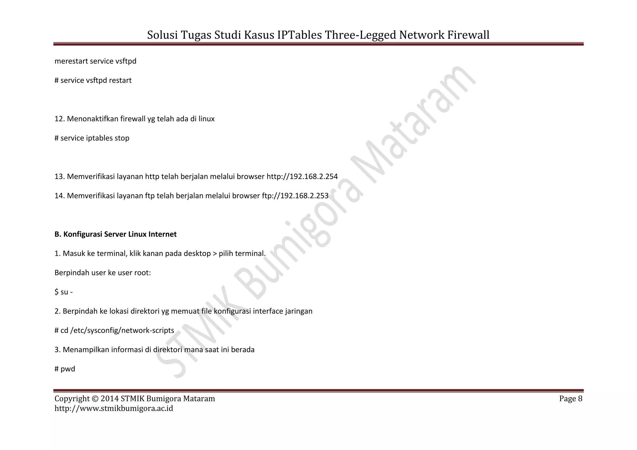 Solusi Tugas Studi Kasus IPTables Three-Legged Network Firewall | PDF