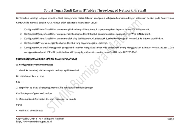 Solusi Tugas Studi Kasus IPTables Three-Legged Network Firewall | PDF