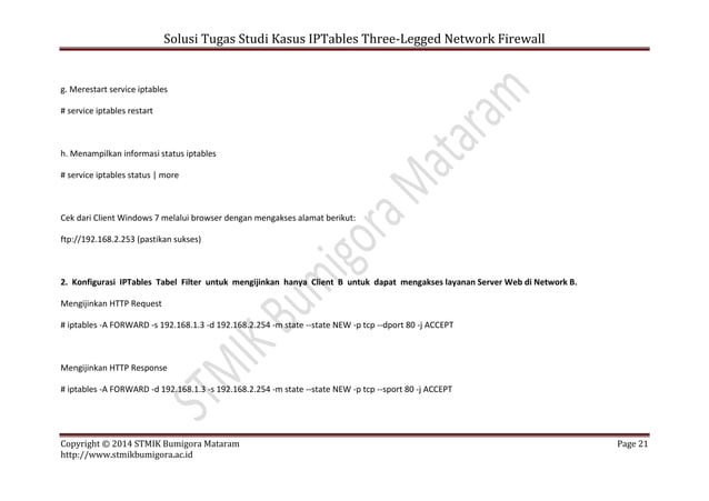 Solusi Tugas Studi Kasus IPTables Three-Legged Network Firewall | PDF