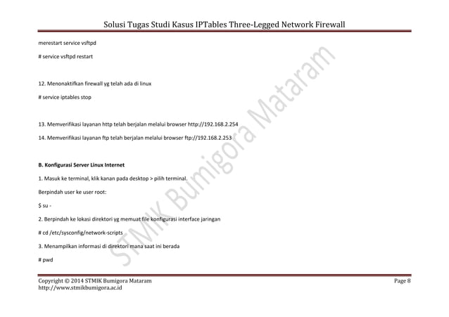 Solusi Tugas Studi Kasus IPTables Three-Legged Network Firewall | PDF