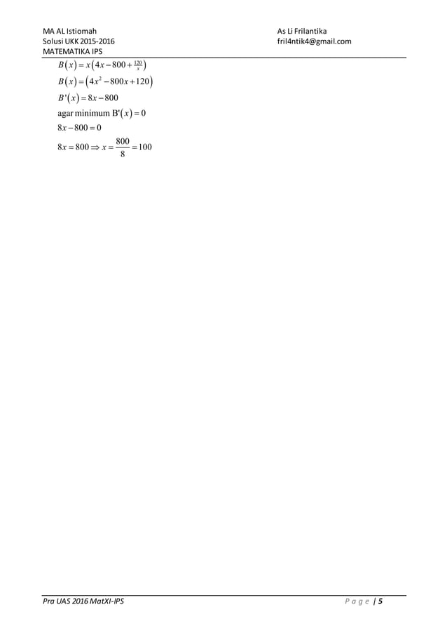 Solusi ukk mat ips 2015 2016 | PDF