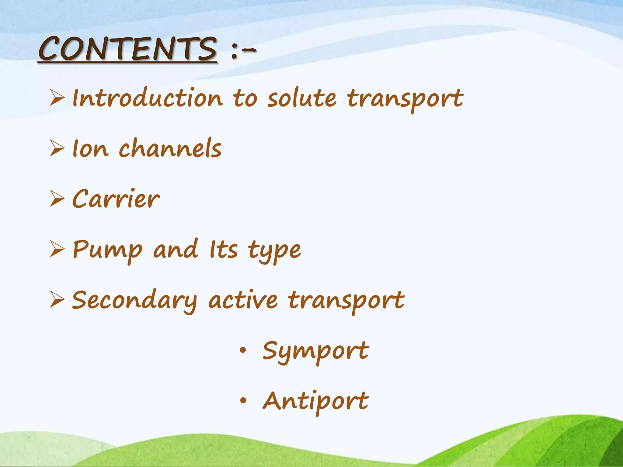 Solute transport | PPTX