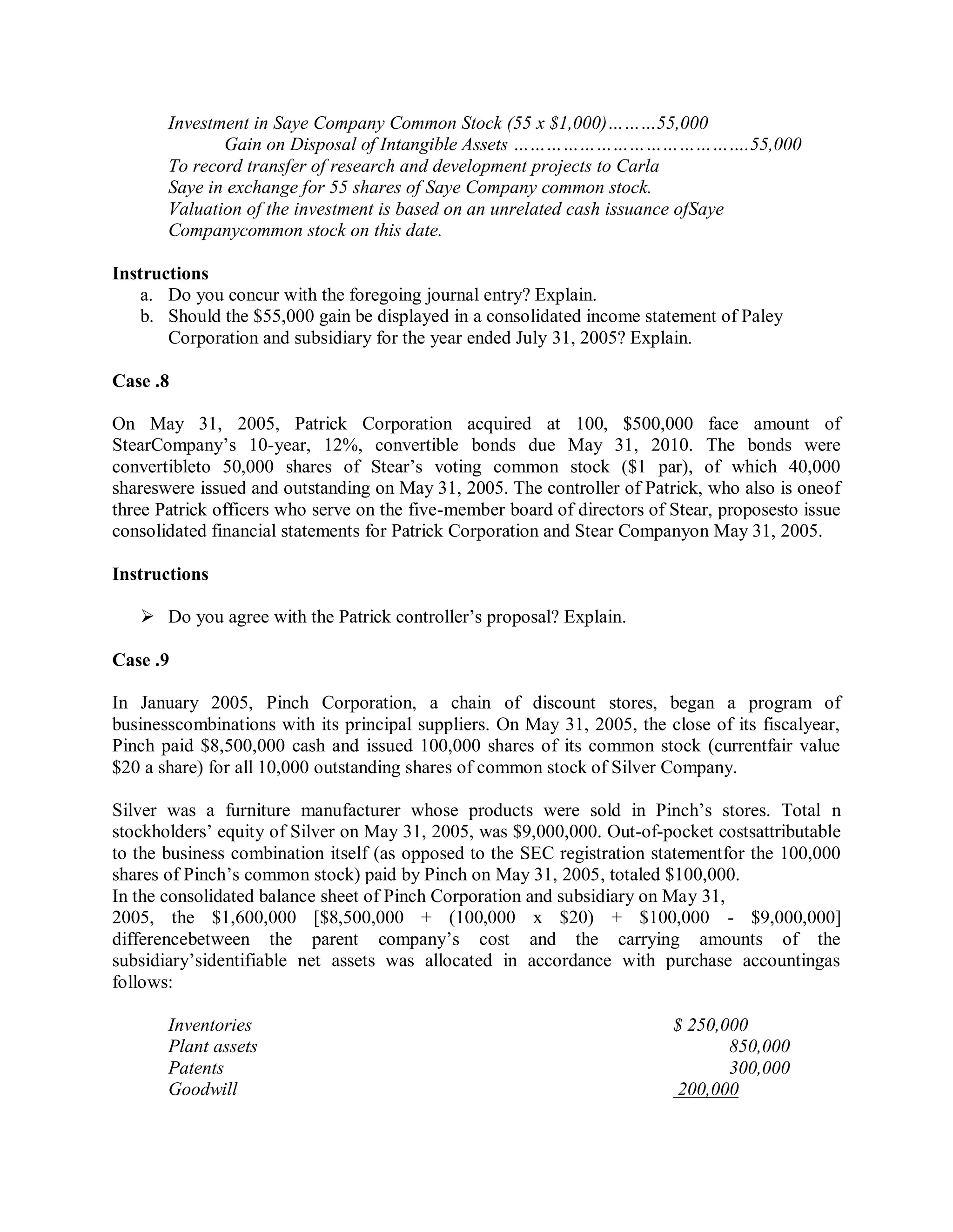 Group assignment on Business Combinations | PDF