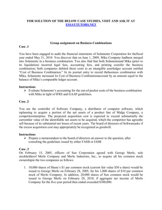Group assignment on Business Combinations | PDF