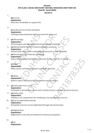 WORKSHEET SOLUTIONS/ Natural Resources and Their Sustainable Use for ...