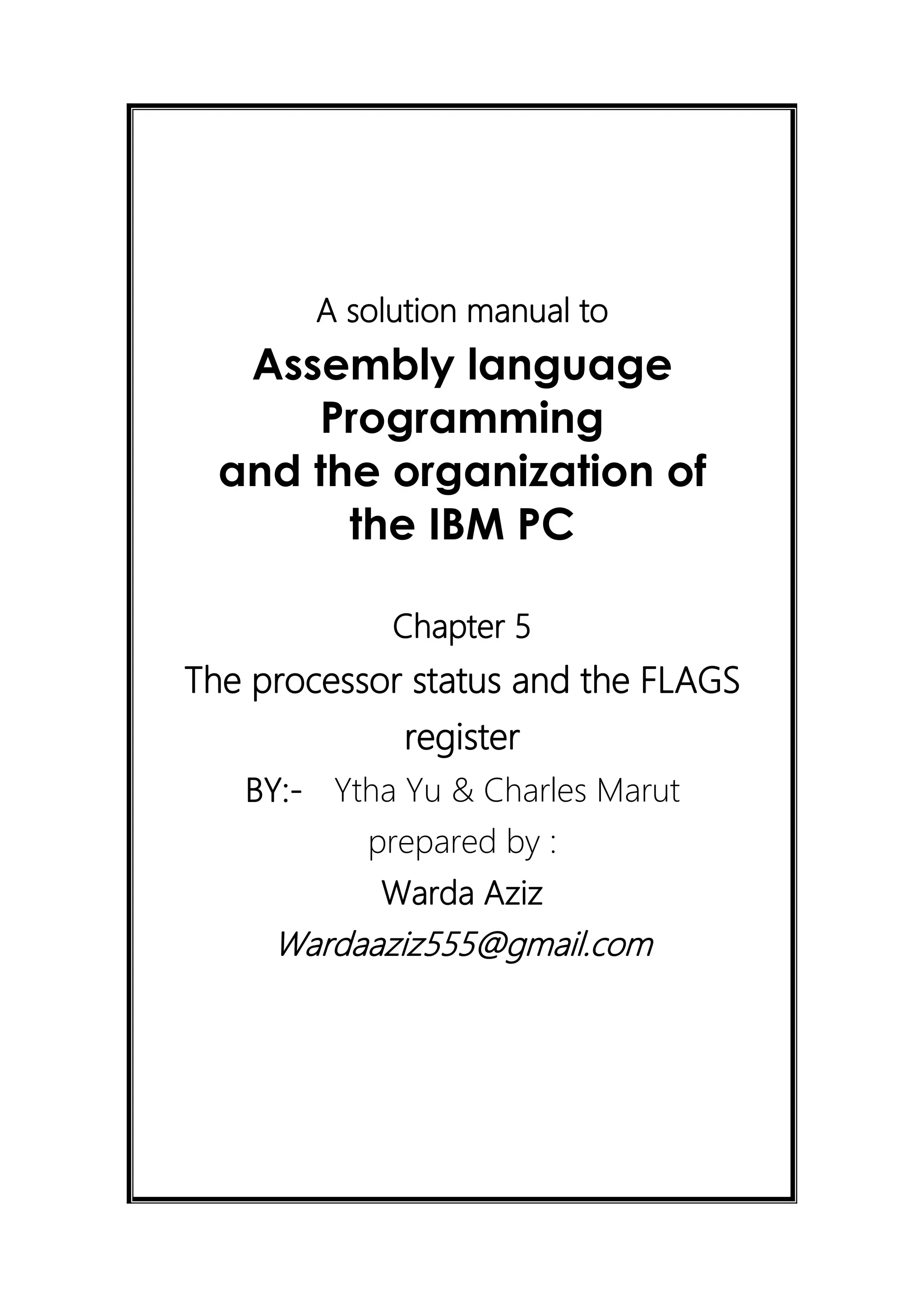 Chapter 5The proessor status and the FLAGS registers | PDF