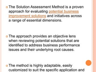 Solution Assessment Method Guide & Template by Expert Toolkit | PPT
