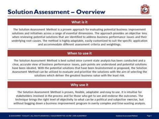Solution Assessment Method Guide & Template by Expert Toolkit | PPT