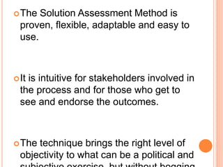 Solution Assessment Method Guide & Template by Expert Toolkit | PPT