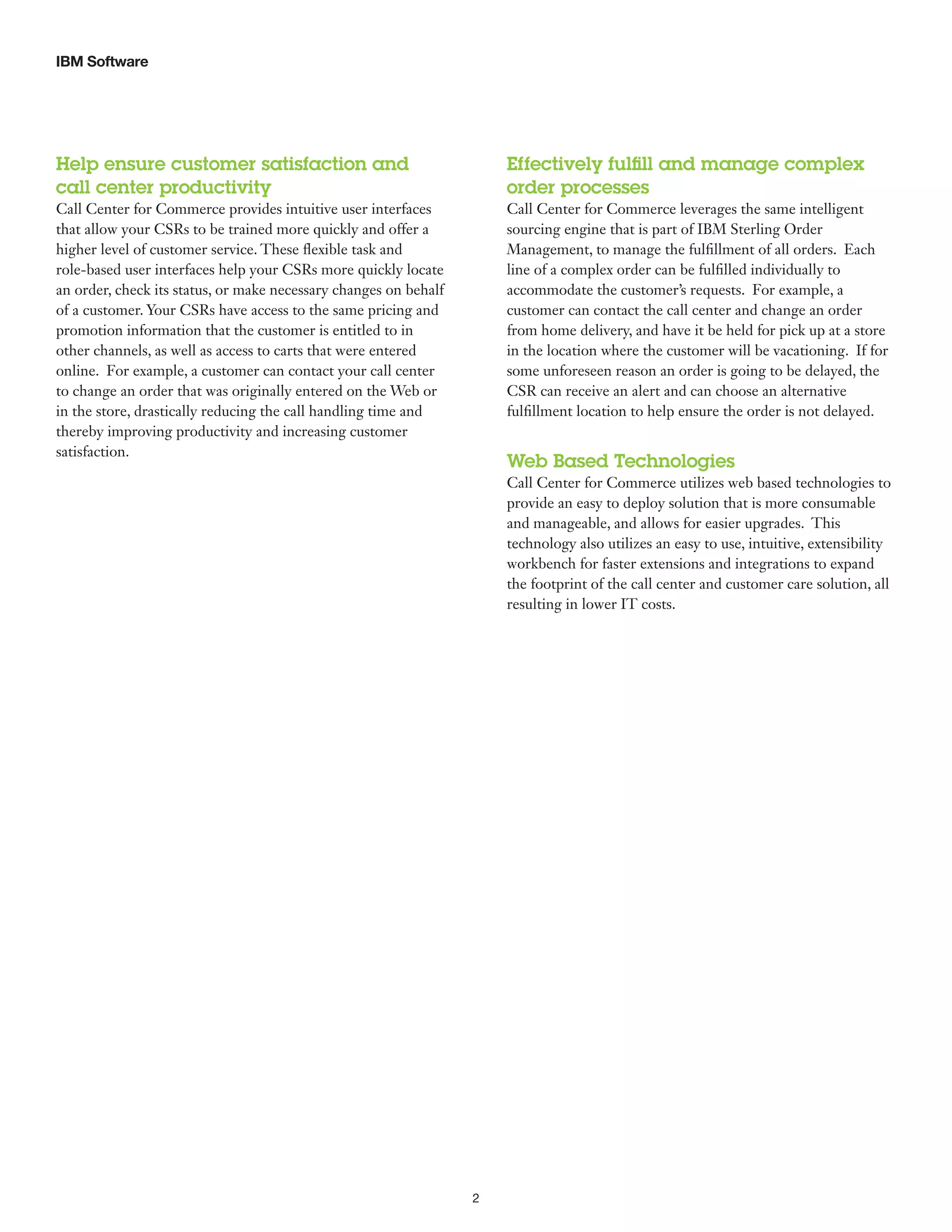 IBM Call Center for Commerce | PDF | Logistics | Business