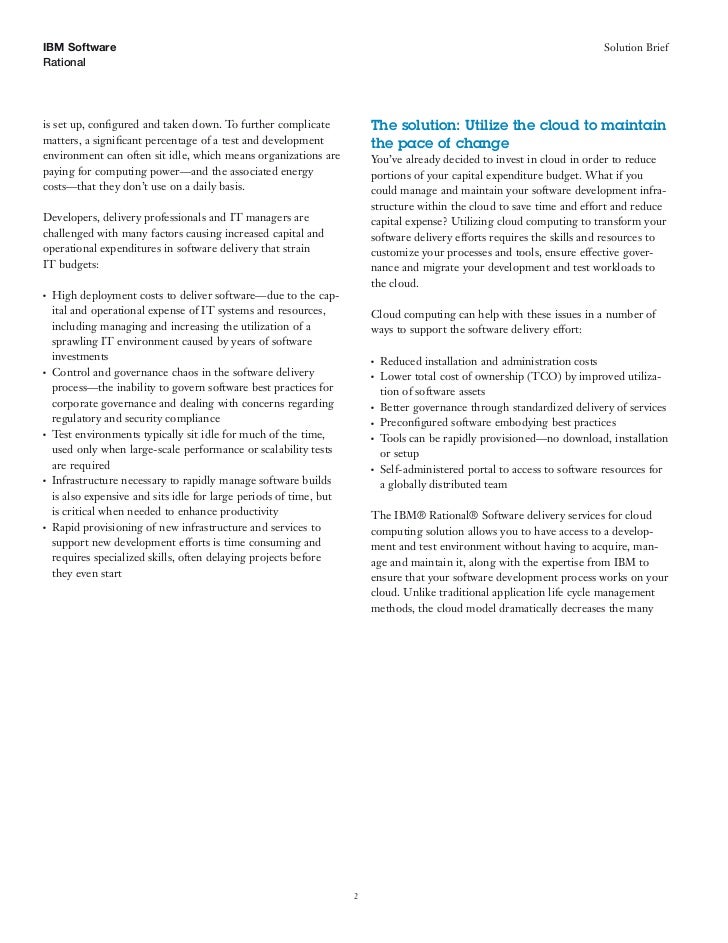 Solution brief ibm rational software delivery services for cloud computing