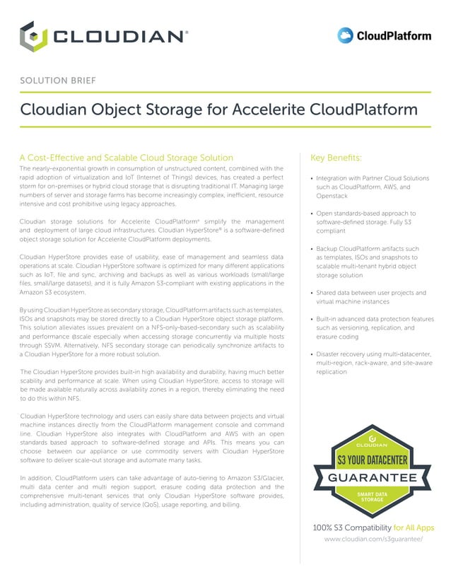 Cloudian Object Storage for Accelerite CloudPlatform | PDF
