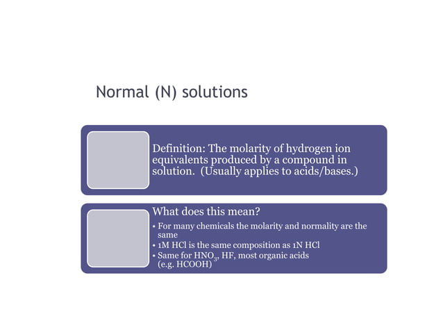 Solution chemistry, Molar and Normal solutions | PPT