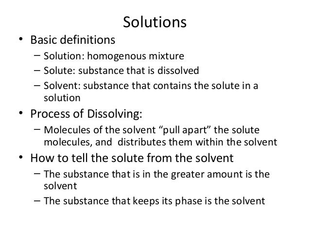 Solution chemistry notes