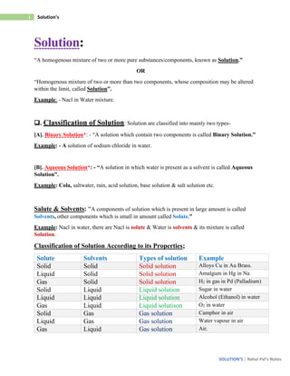 Solution Chemistry NCERT Syllabus Notes 12th.pdf | Chemistry | Science
