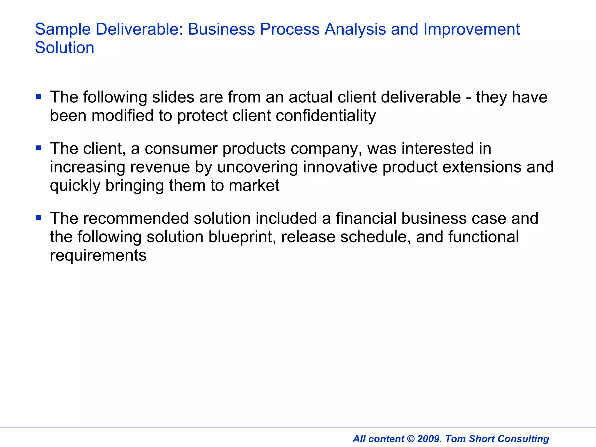 Solution Deliverable Process Analysis V1 | PPT | Business | Business and Finance