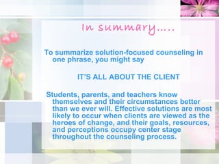 Solution focused counseling for individual sessions | PPT