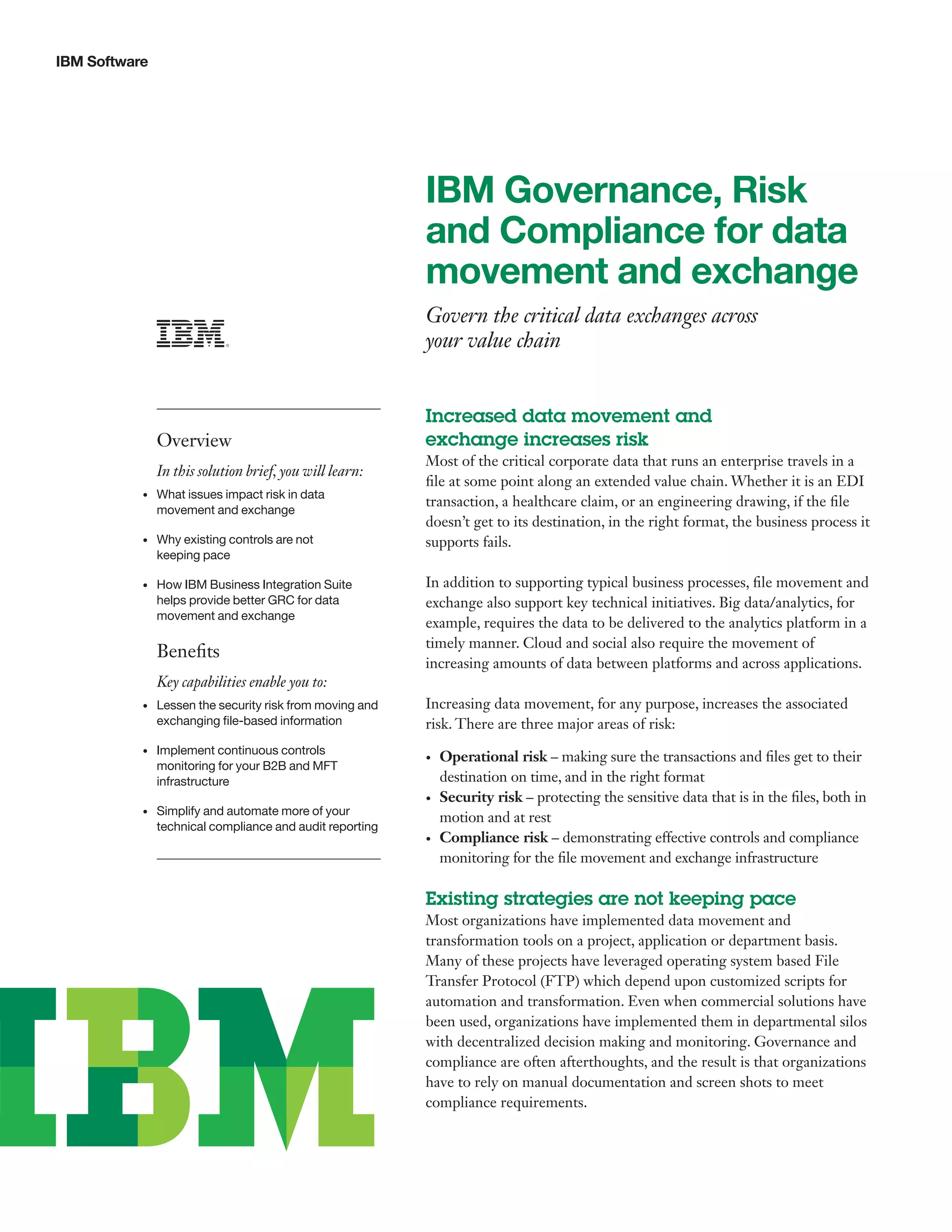 IBM Governance, Risk and Compliance for Data Movement and Exchange | PDF