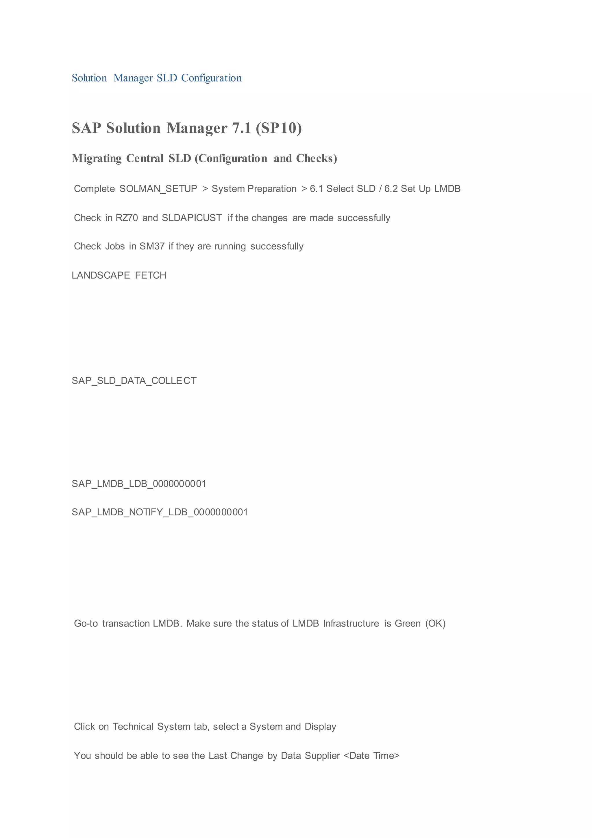 Solution manager sld configuration | DOCX