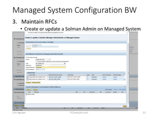 Solution Manager Technical Monitoring - SAP NW BW on HANA Setup Part 2 of 3 (Managed System ...