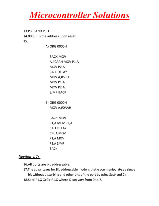 Solution manual 8051 microcontroller by mazidi | PDF