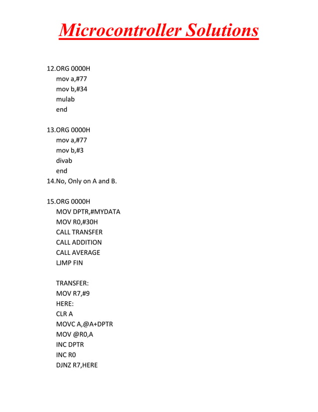 Solution manual 8051 microcontroller by mazidi | PDF