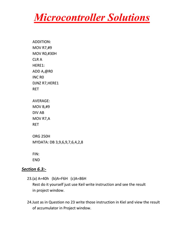 Solution manual 8051 microcontroller by mazidi | PDF