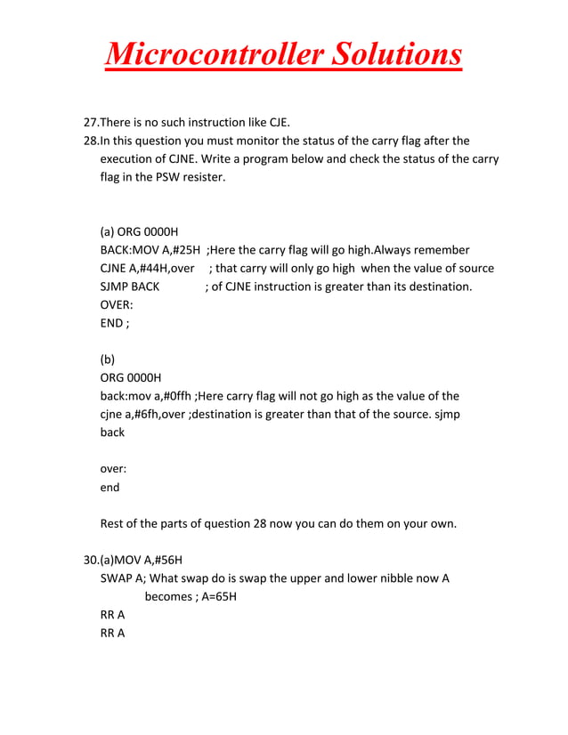 Solution manual 8051 microcontroller by mazidi | PDF