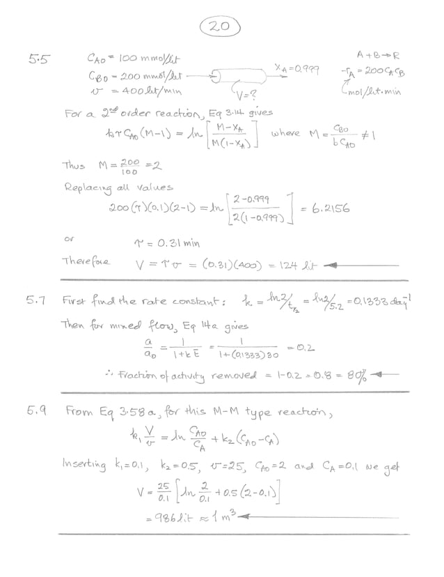 Solution manual chemical reaction engineering, 3rd edition Octave ...