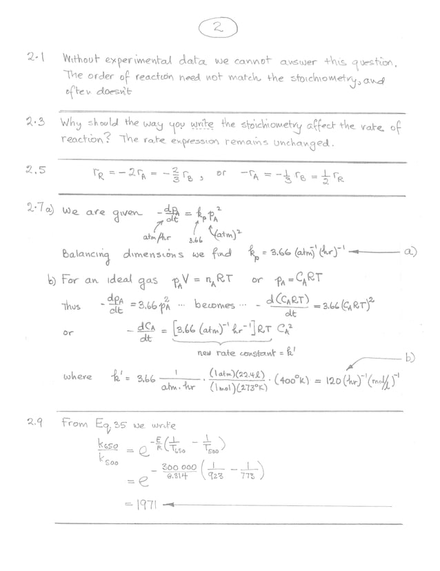Solution manual chemical reaction engineering, 3rd edition Octave ...