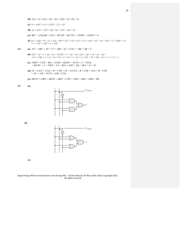 Solution Manual Digital Design With An Introduction To The Verilog Hdl 5th Edition By M Morris