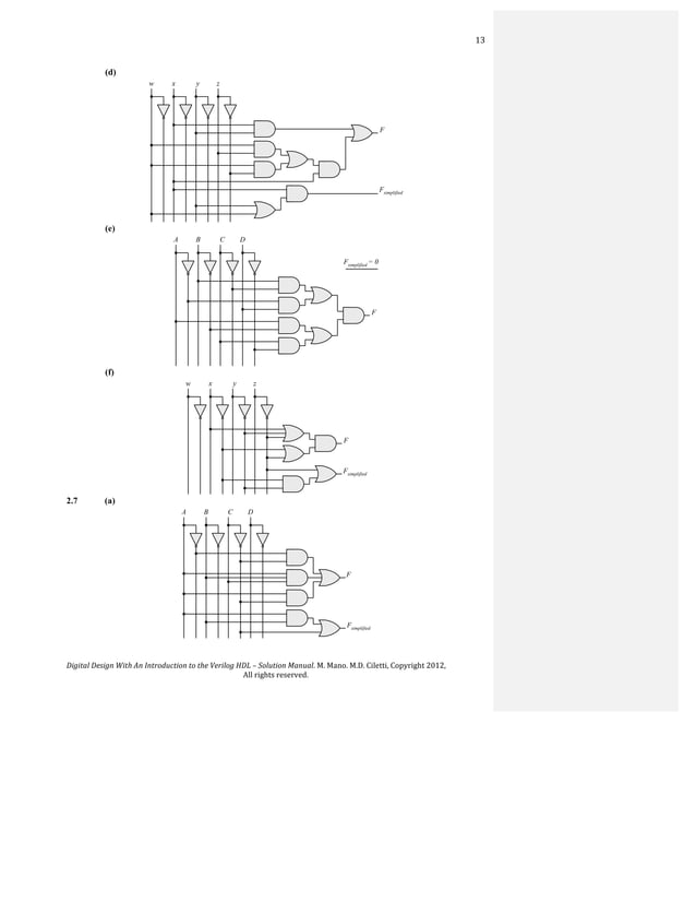 Solution Manual Digital Design With An Introduction To The Verilog Hdl 5th Edition By M Morris