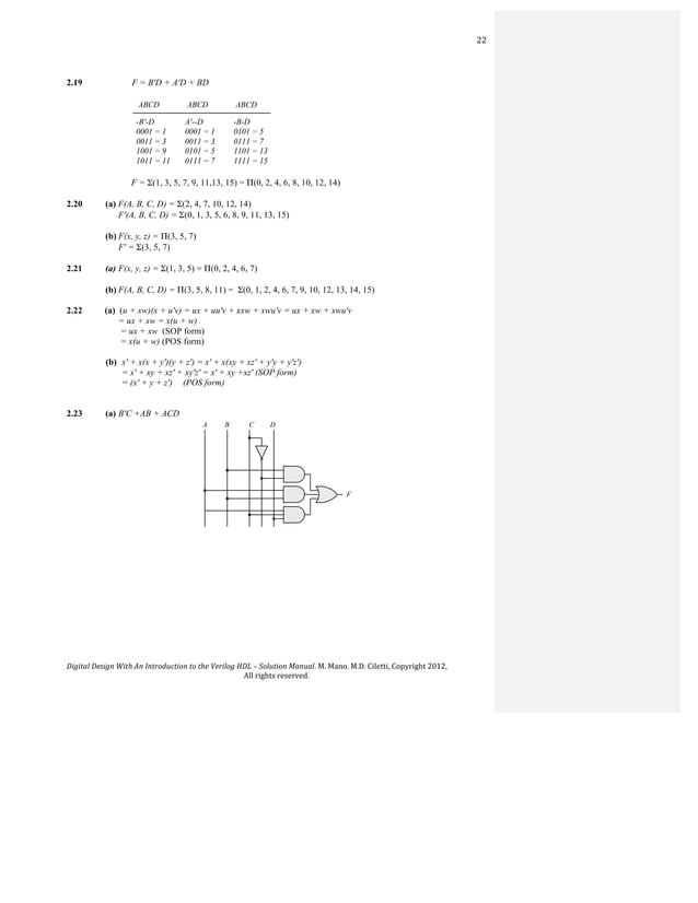 Solution Manual Digital Design With An Introduction To The Verilog Hdl 5th Edition By M Morris