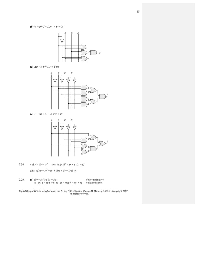 Solution Manual Digital Design With An Introduction To The Verilog Hdl 5th Edition By M Morris