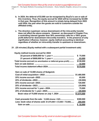 Solution Manual for Advanced Accounting, 15e Joe Ben Hoyle, Thomas ...