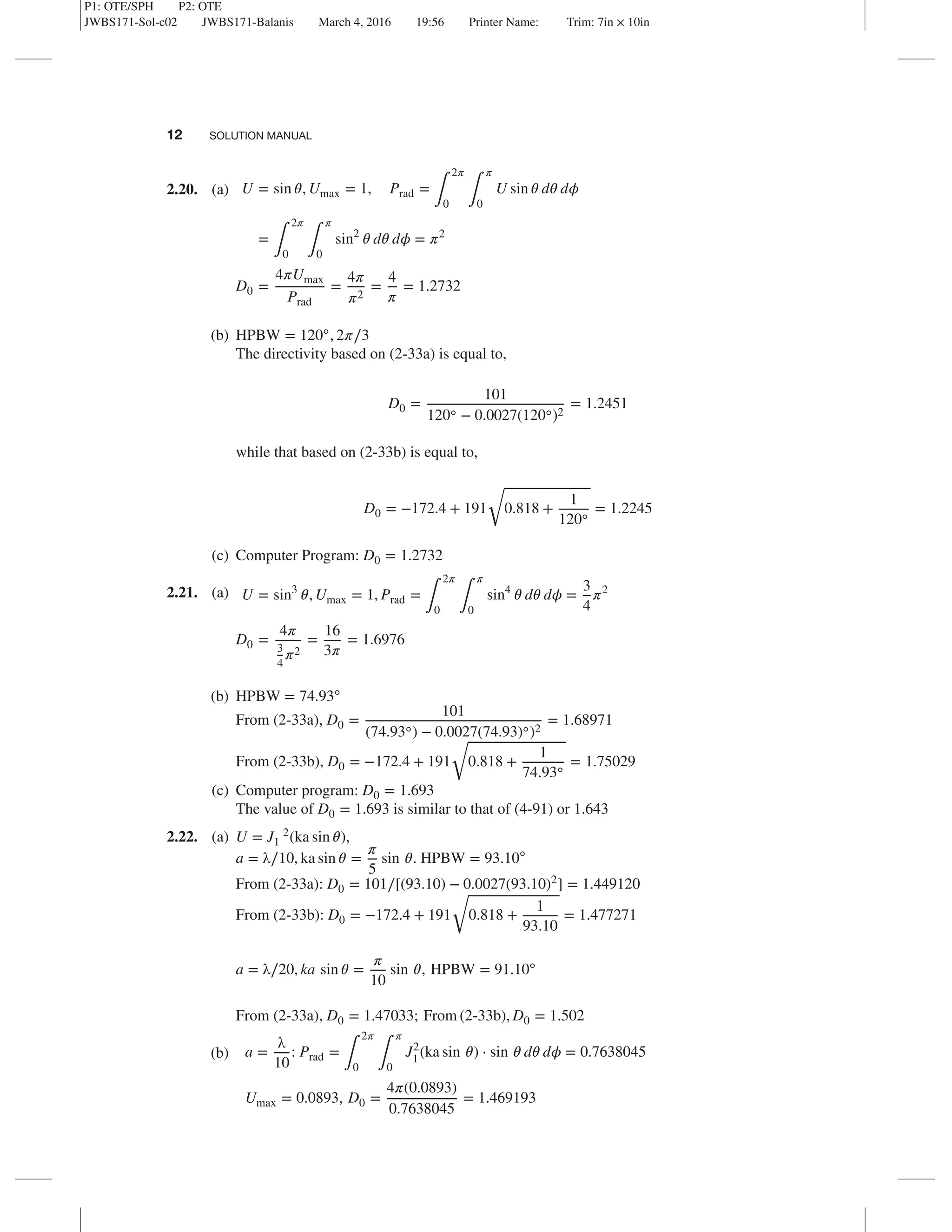 Solutions for Problems in Antenna Theory (4th Edition) by Constantine ...