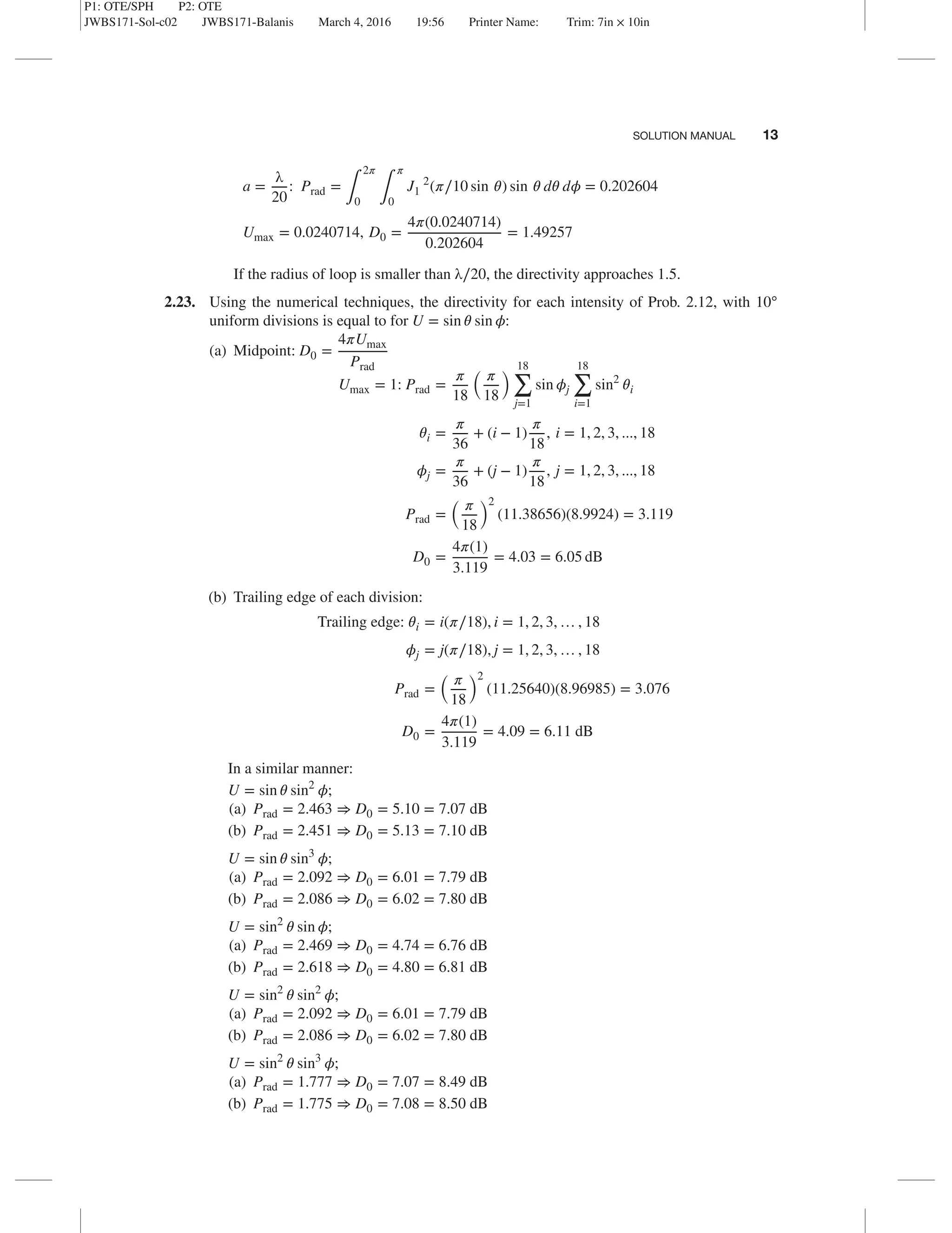Solutions for Problems in Antenna Theory (4th Edition) by Constantine ...