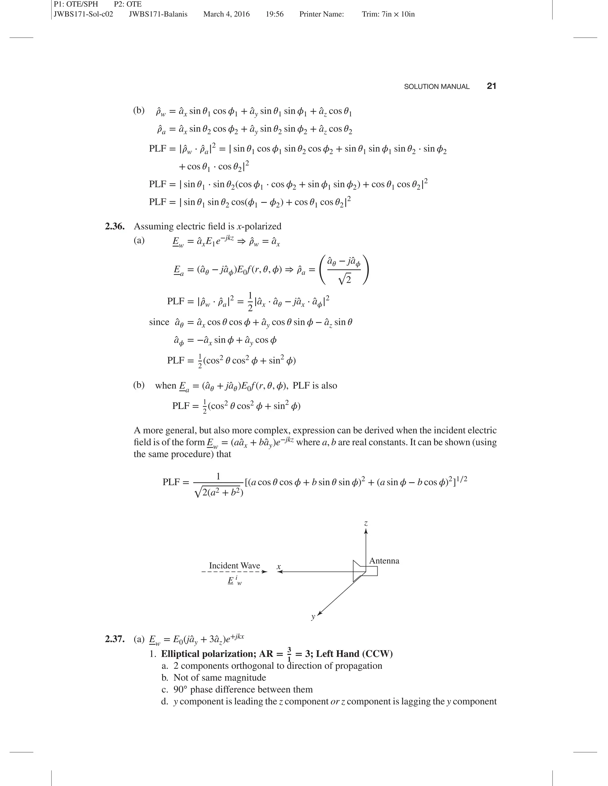 Solutions for Problems in Antenna Theory (4th Edition) by Constantine Balanis | PDF