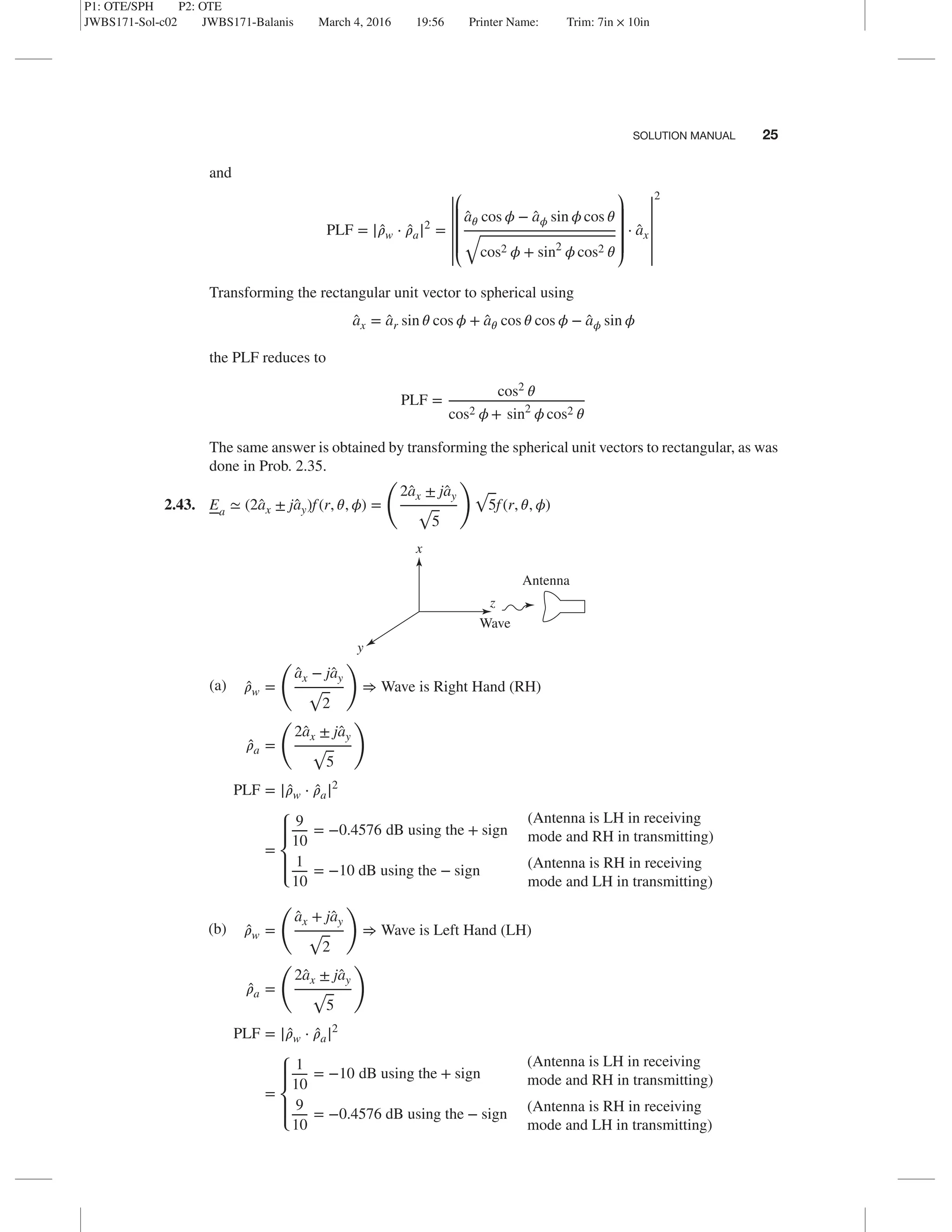 Solutions for Problems in Antenna Theory (4th Edition) by Constantine Balanis | PDF