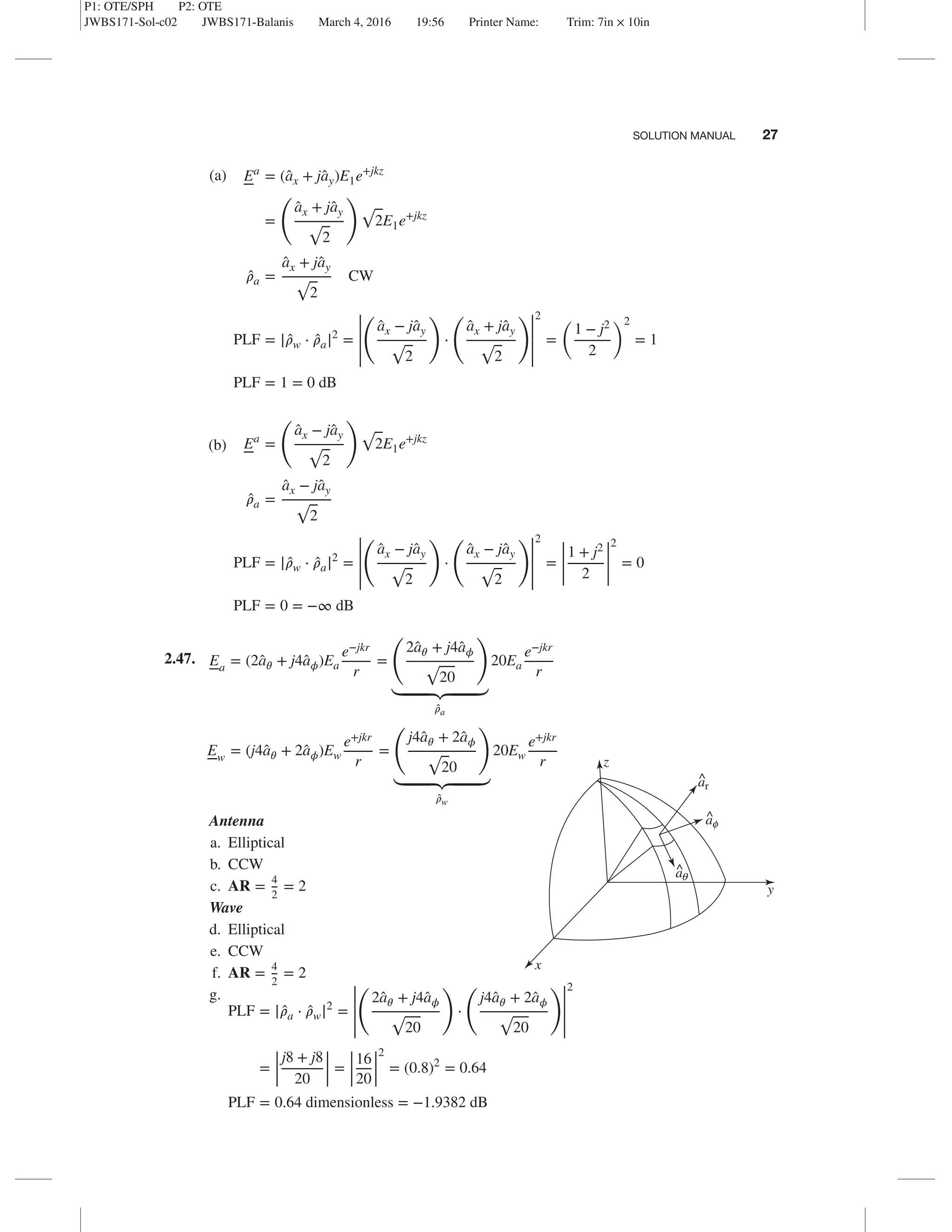 Solutions for Problems in Antenna Theory (4th Edition) by Constantine Balanis | PDF