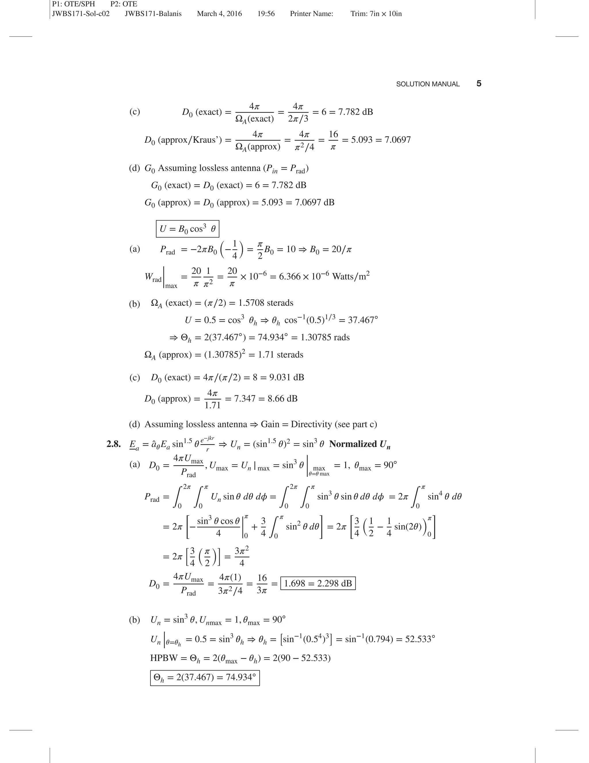 Solutions for Problems in Antenna Theory (4th Edition) by Constantine ...