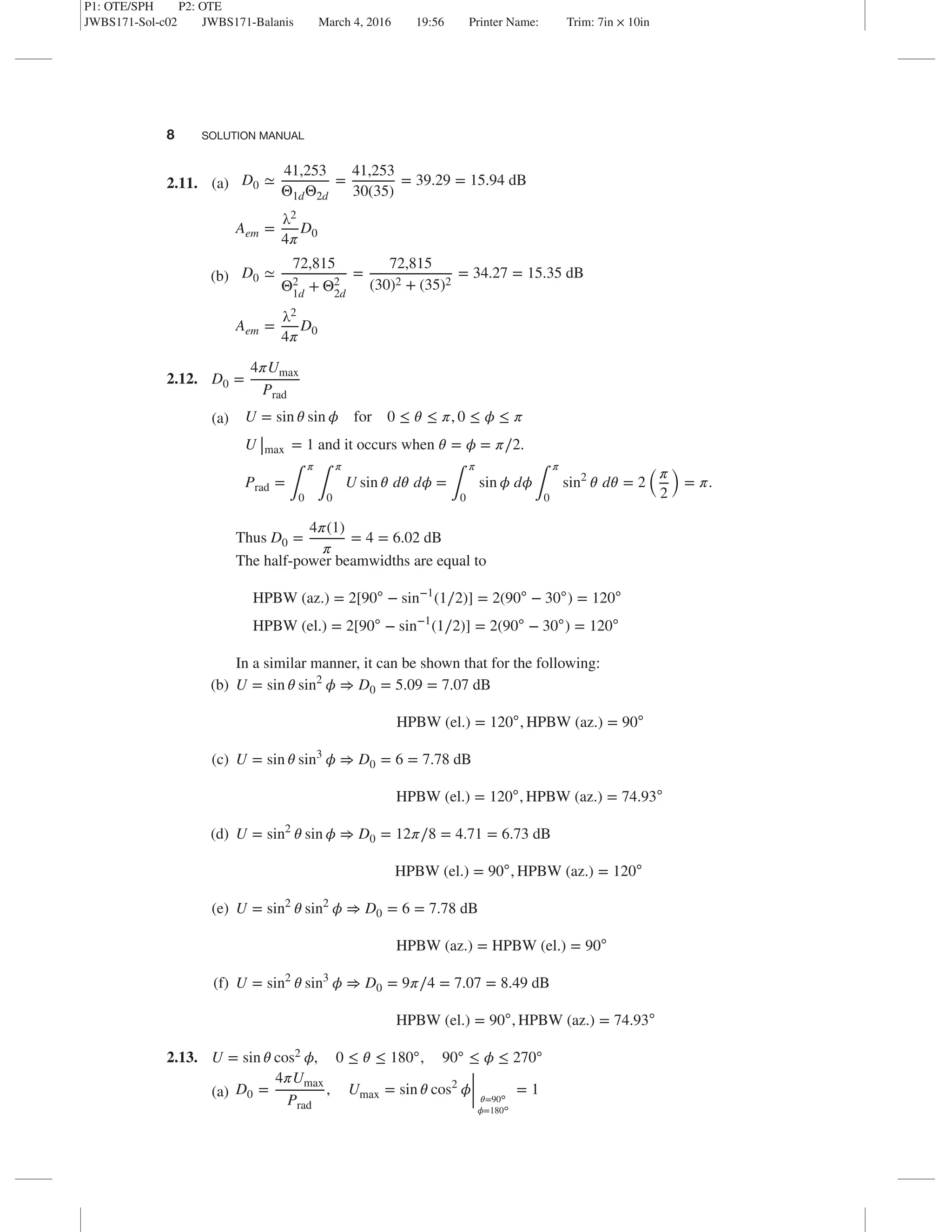 Solutions for Problems in Antenna Theory (4th Edition) by Constantine ...