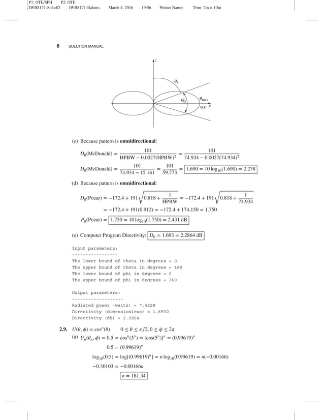 Solutions for Problems in Antenna Theory (4th Edition) by Constantine Balanis | PDF