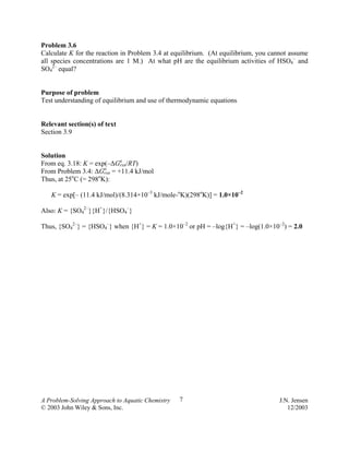 Solution Manual for A Problem-Solving Approach to Aquatic Chemistry ...